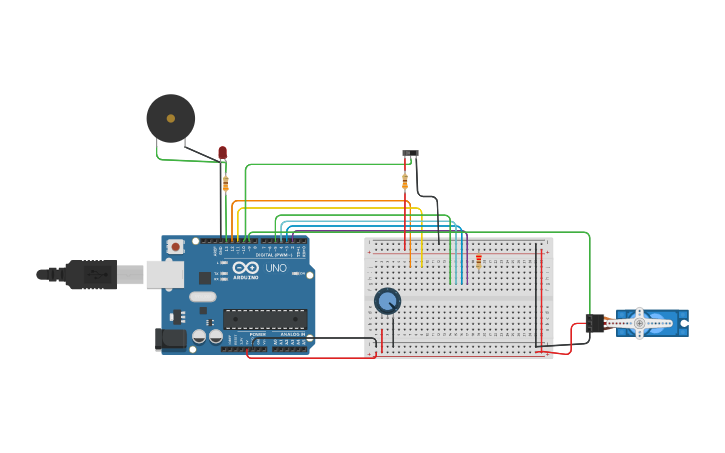 Circuit design Door Lock/Unlock - Tinkercad