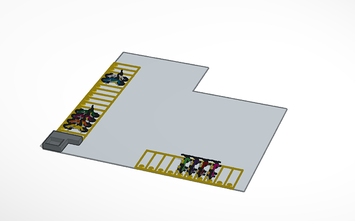 3D design parqueadero de bicicletas - piso 1 nuevo - Tinkercad