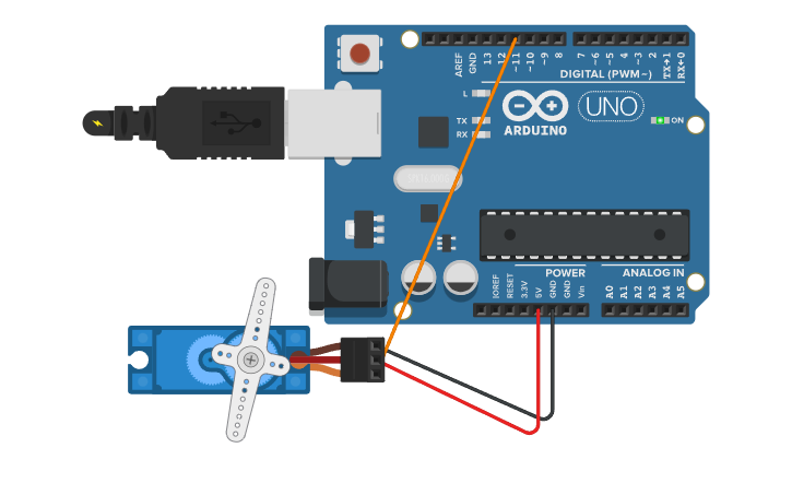 Circuit Design Servo Motor Arduino Tinkercad