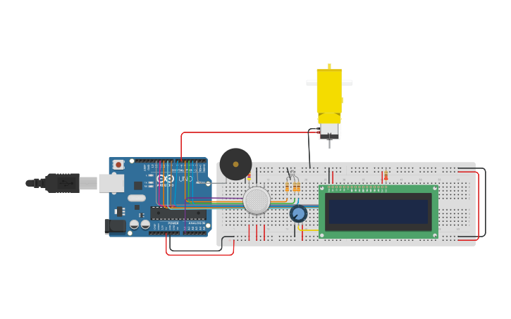 Circuit design Ejercicio 3. Sensor de Gas - Tinkercad