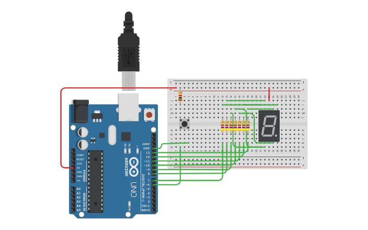 Circuit design Copy of Project 10 - Arduino simple count | Tinkercad