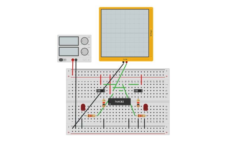 Circuit design BiestableSR - Tinkercad