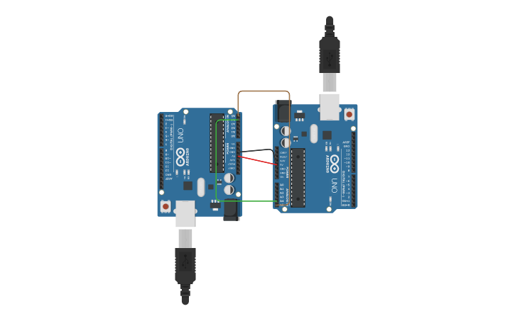 Circuit design comunicazione tra 2 arduino (1.2) | Tinkercad