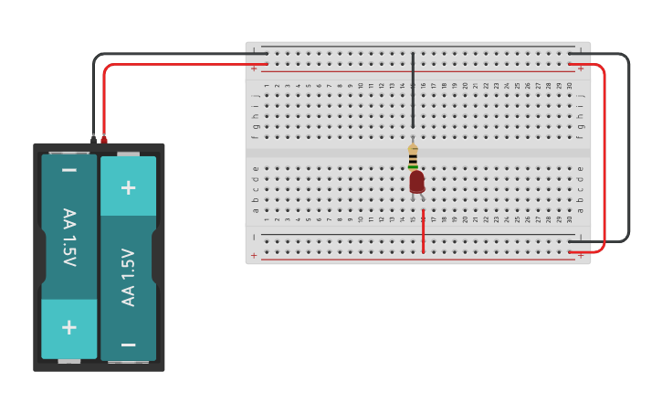 Circuit design circuito protoboard | Tinkercad