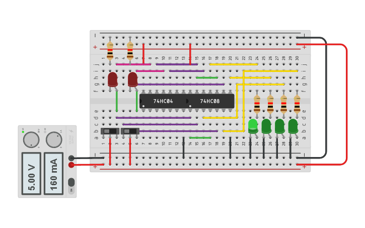 Circuit design 2 to 4 Decoder - Tinkercad