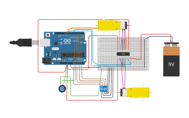 Circuit Design Programmed Arduino Design 2 Motors Tinkercad 3604