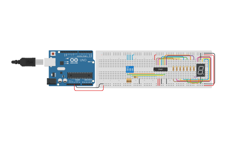 Circuit design Circuito con display 7 segmenti - Tinkercad