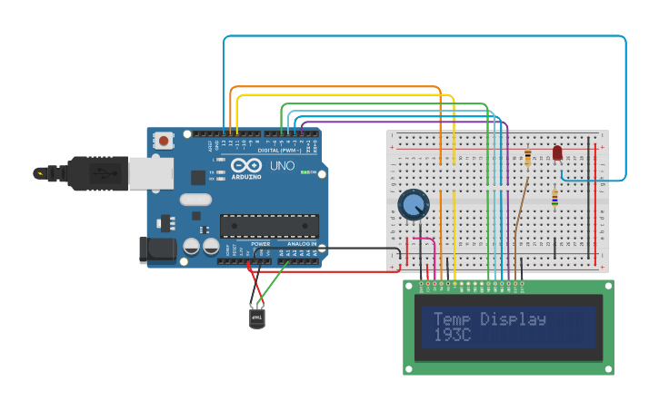 Circuit Design Lcd Temperature Sensor Tinkercad