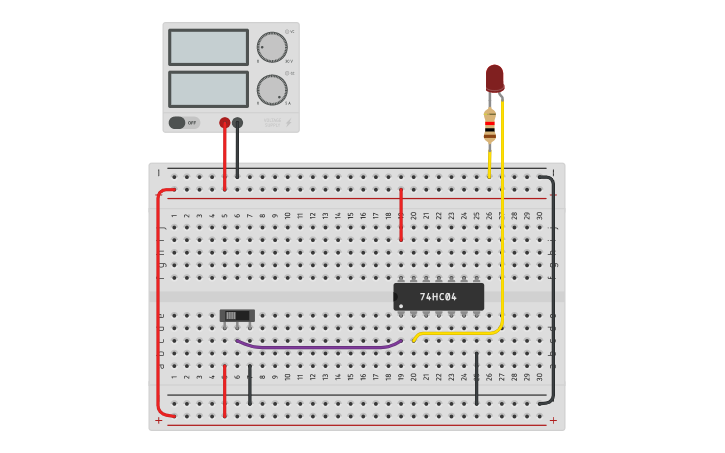 Circuit design NOT Gate | Tinkercad