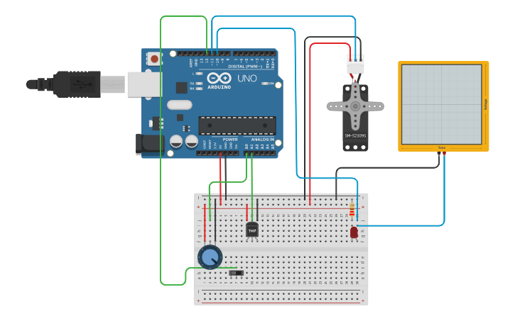 Circuit design Sensors and actuators with arduino | Tinkercad