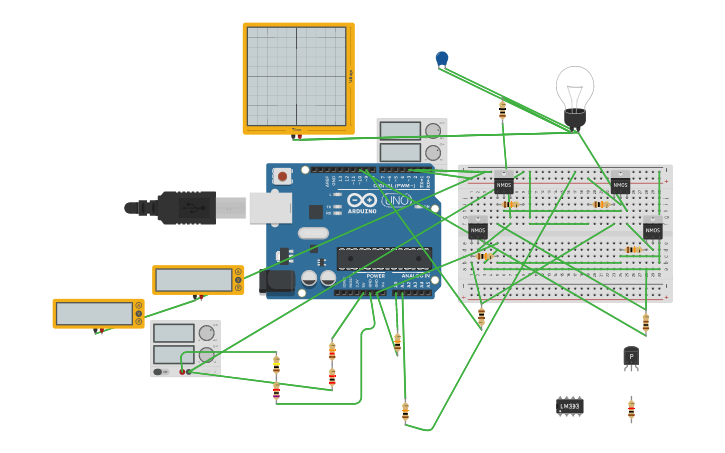 Circuit design h bridge inverter using n-type mosfet - Tinkercad