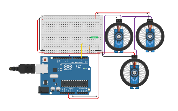 Circuit Design Controlling Servo Motor With Tilt Sensor Tinkercad