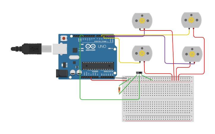 Circuit design Dron con Arduino - Tinkercad