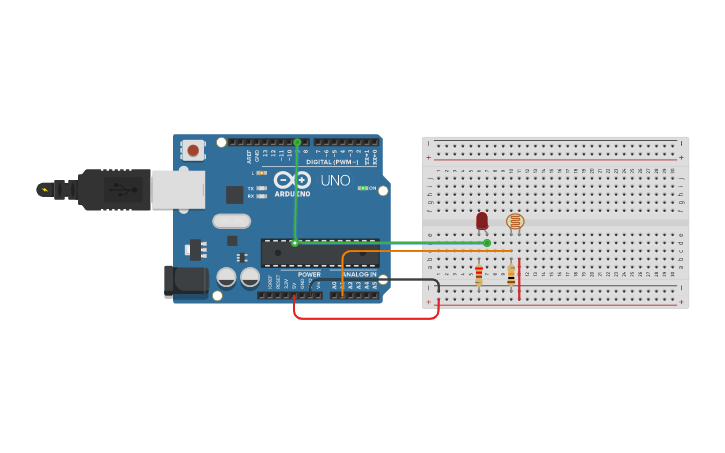 Circuit design LDR With arduino - Tinkercad