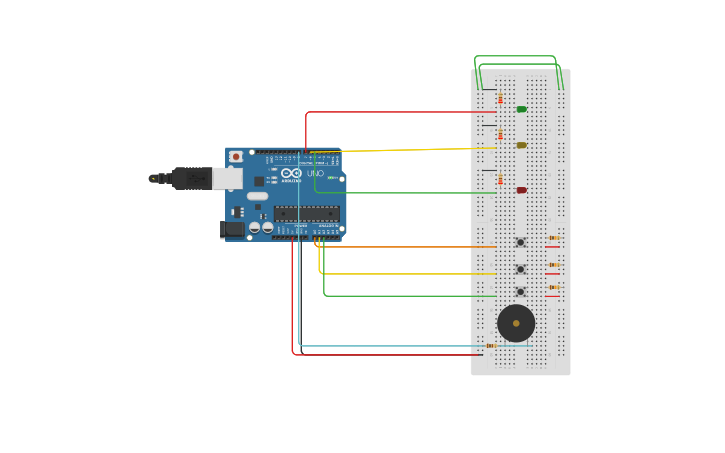 Circuit design Proyecto Semaforo con sonido - Tinkercad