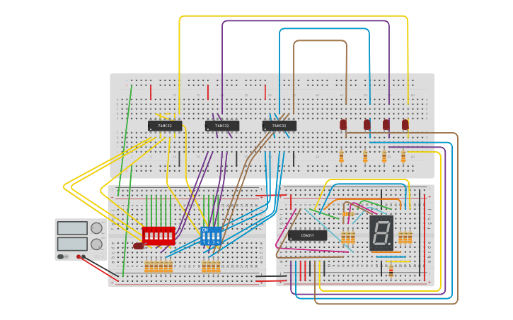Circuit design Decodificador e codificador BCD Francisco - Tinkercad Circuit design Decodificador e codificador BCD Francisco - Tinkercad