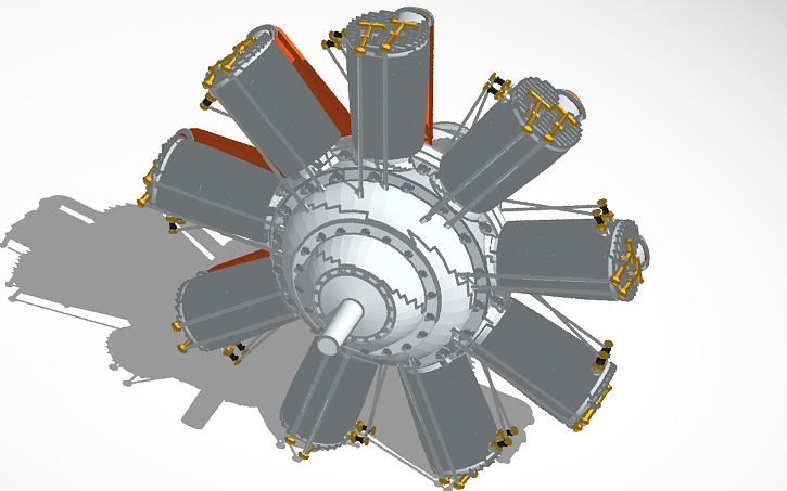3D design Clerget 9B 9 Cylinder Rotary Engine - Tinkercad
