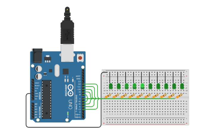 Circuit design bucle for | Tinkercad