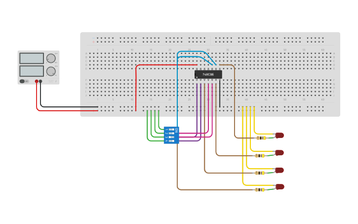 Circuit design BIN TO GRAY - Tinkercad