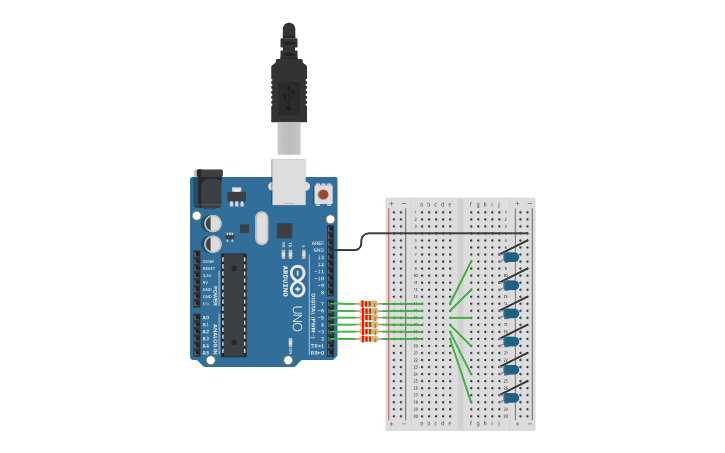 Circuit design 8. Using Arrays - Tinkercad