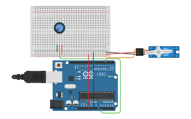 Circuit design POTENCIOMETRO SERVO MOTOR - Tinkercad