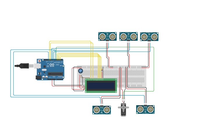 Circuit design Smart Parking system mini project - Tinkercad