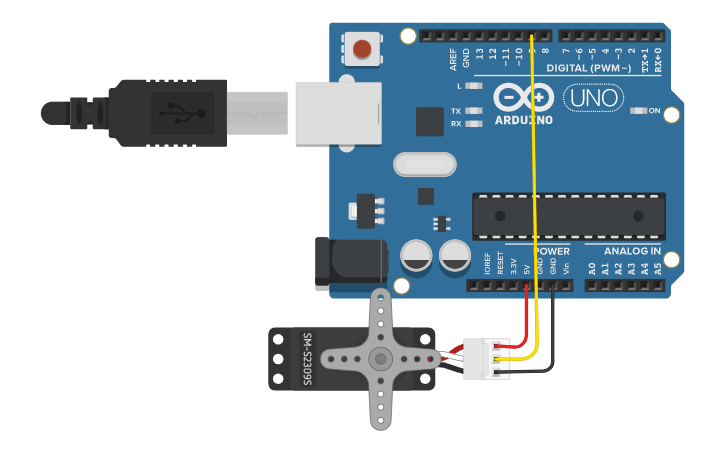 Circuit design servo basico - Tinkercad