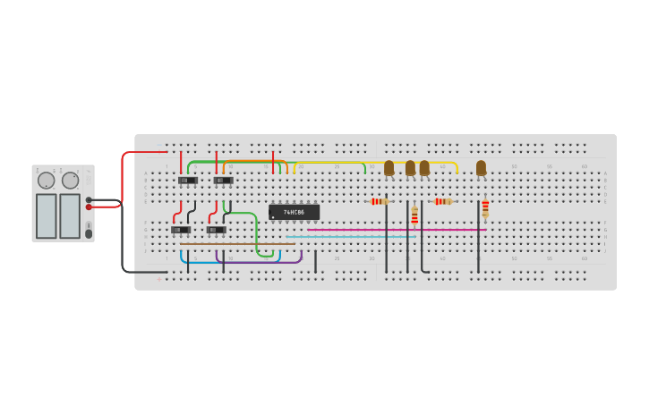 Circuit design Binary to Gray | Tinkercad