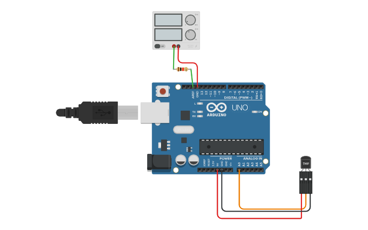 Circuit Design Termômetro Usando Arduino Tinkercad