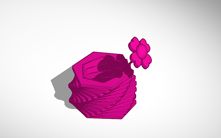3D design Twisted vase with a flower in it. - Tinkercad