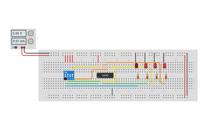Circuit design Binary Code To Gray Code - Tinkercad
