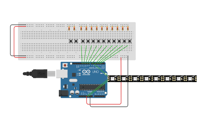 Circuit design RGB Strip - Tinkercad