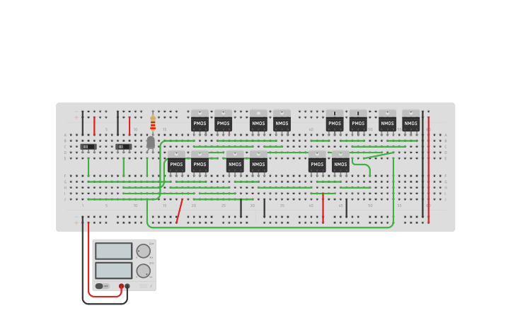 Circuit design CMOS XOR gate - Tinkercad
