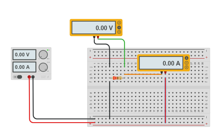 Circuit design Kennlinie Festwiderstand | Tinkercad