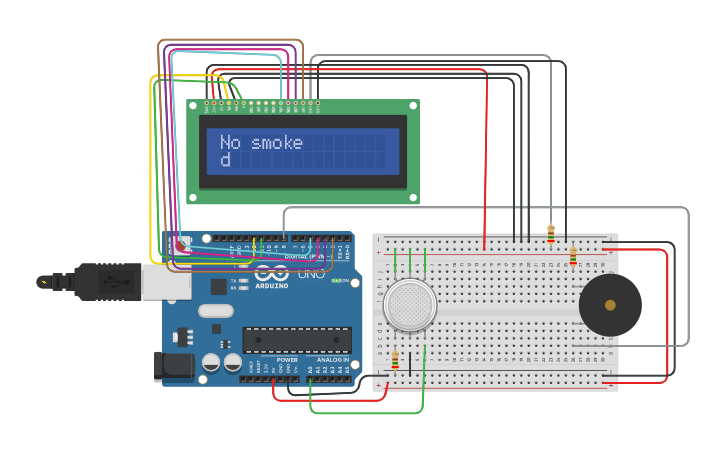 Circuit design Gaz Sensörü Uygulama-2 | Tinkercad