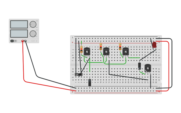 Circuit design TTL NOT 821 - Tinkercad