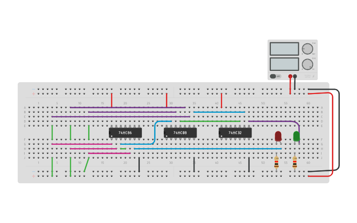 Circuit design Full Adder using logic gates - Tinkercad