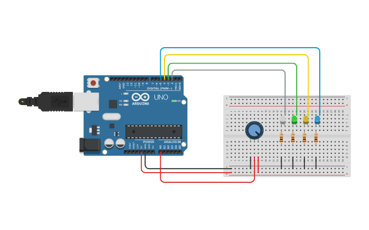 Circuit design Potentiometer - Tinkercad