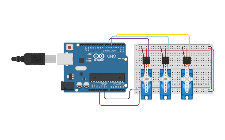 Circuit design Práctica 3: Control de un servomotor - Tinkercad Circuit design Práctica 3: Control de un servomotor - Tinkercad