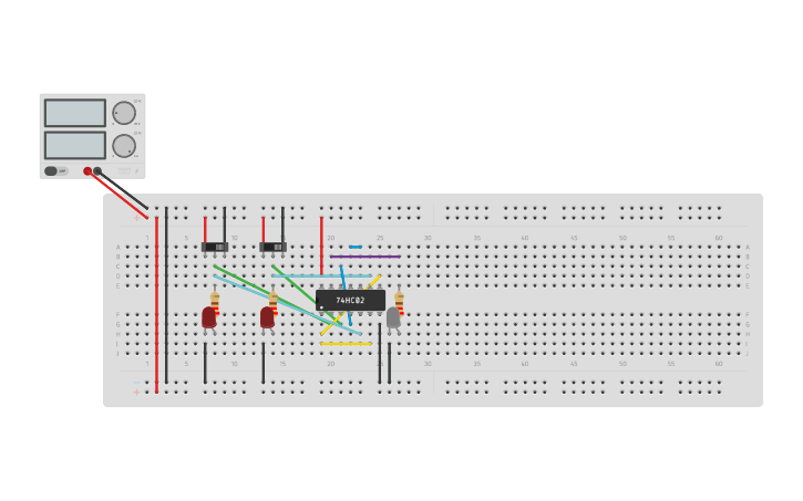 Circuit design XNOR gate using NOR - Tinkercad