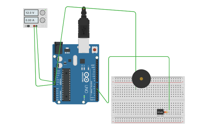 Circuit design TRANSISTOR CON ARDUINO | Tinkercad