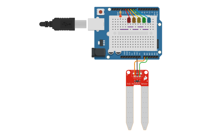 Circuit design Sensor de Umidade - Tinkercad