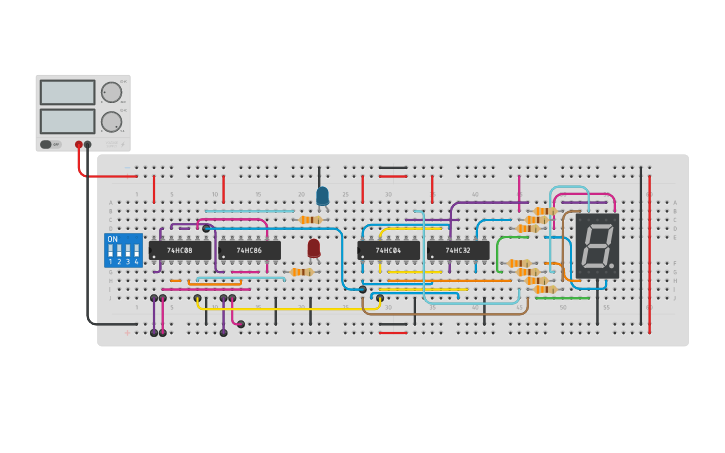 Circuit design Encoder to Decoder - Tinkercad