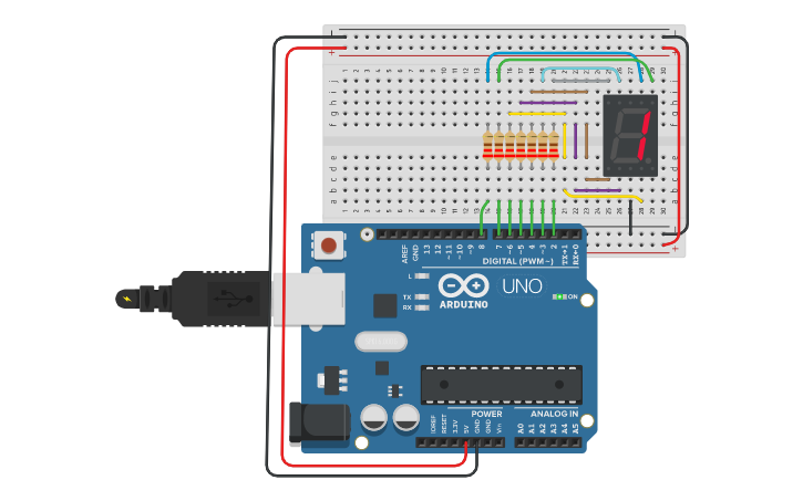 Circuit design Contador 0-9 Arduino - Tinkercad