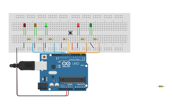 Circuit design Project 4 – Interactive Traffic Lights | Tinkercad