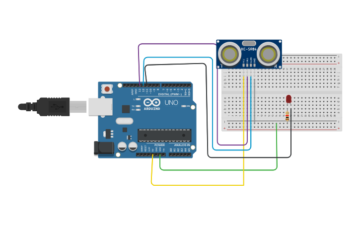 Circuit design ultra sonic sensor 2 - Tinkercad