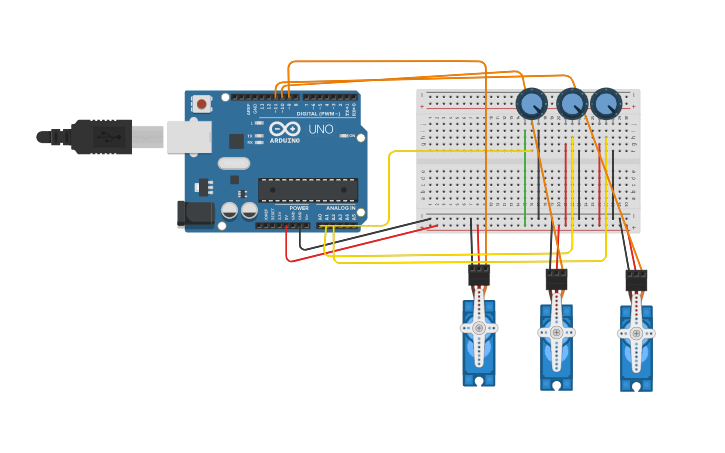 Circuit design potansiyometre ile servo sg90 | Tinkercad
