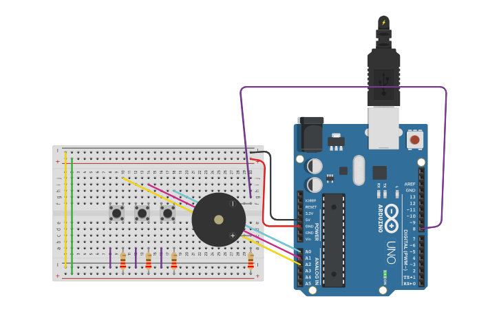 Circuit design Tone Keyboard - Tinkercad