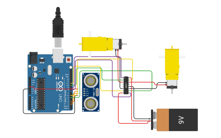 Circuit design Car with Parktronic - Tinkercad