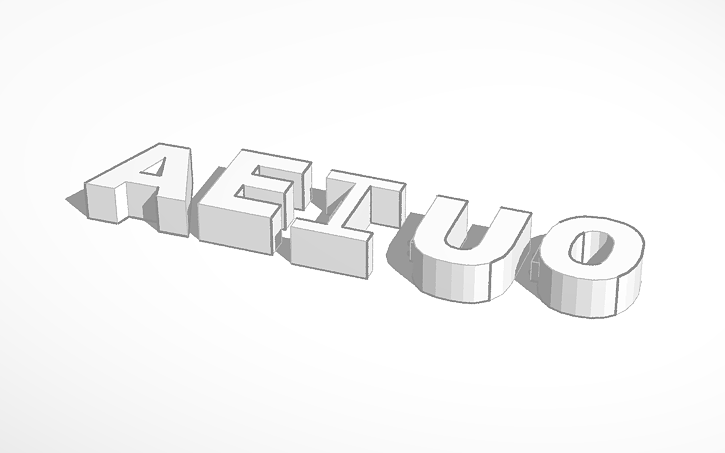 3D design Vowels braille alphabet - Tinkercad
